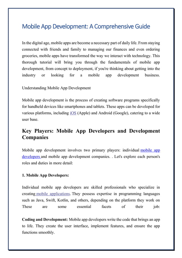 Mobile App Development A Comprehensive Guide Pdf