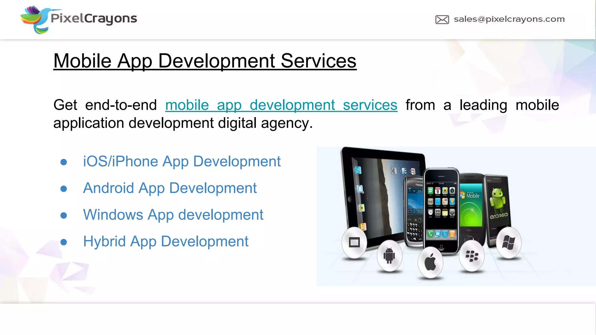 Mobile App Development Services @PixelCrayons | PPT