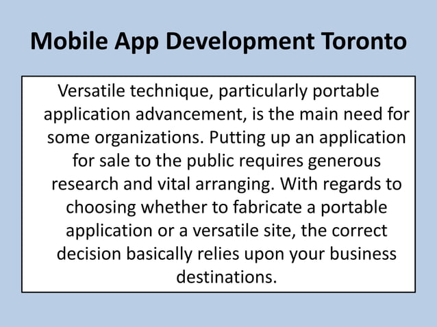 Mobile app development toronto | PPT