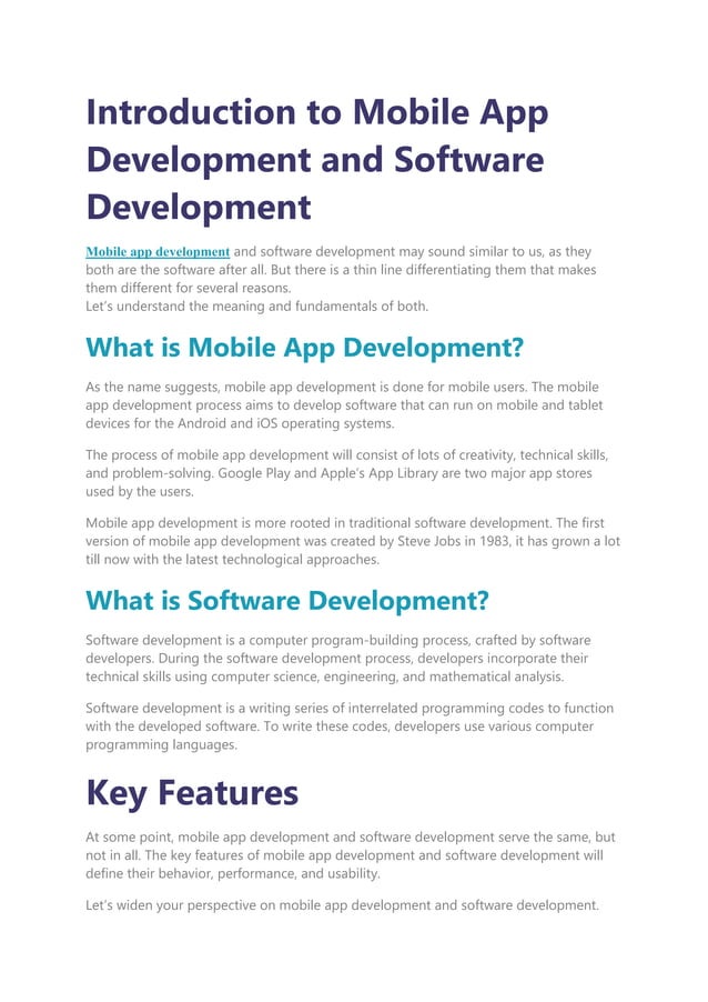 Mobile App Development Vs Software Development 7 Key Differences | PDF ...