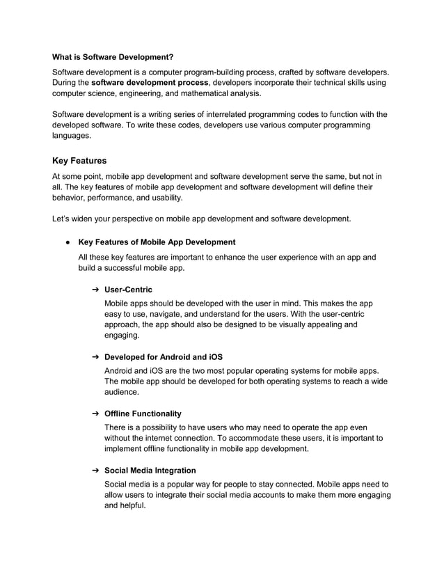 Mobile App Development V S Software Development 7 Key Differences Pdf
