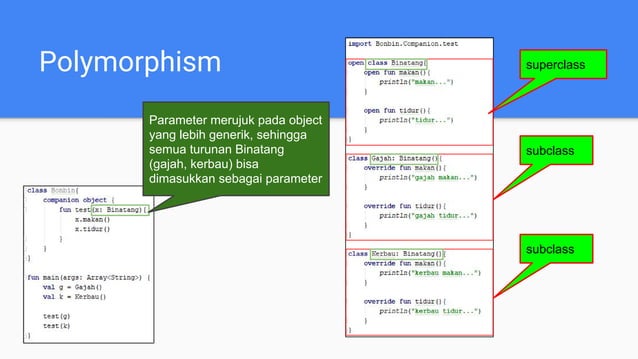 Mobile Application 2 Pertemuan 4 Dasar Kotlin OOP Polymorphism | PDF