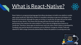 Mobile application development React Native - Tidepool Labs | PDF
