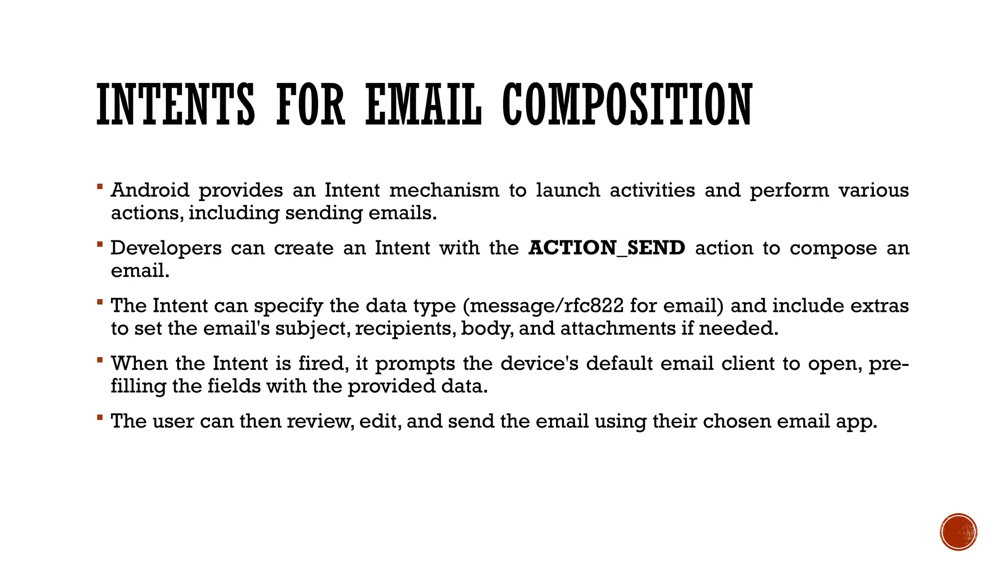 Mobile Application Development (Sending emails) | PPTX