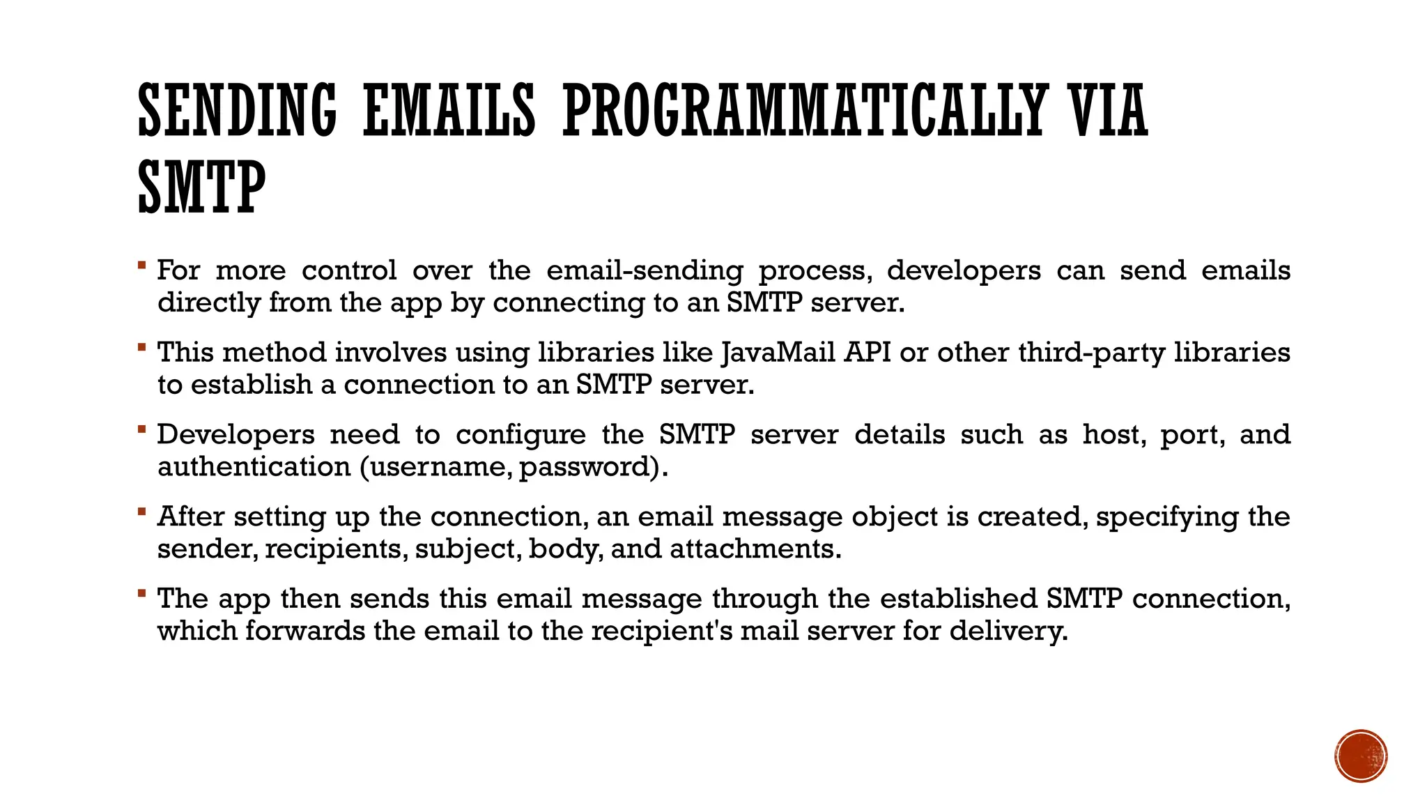 Mobile Application Development (Sending emails) | PPTX