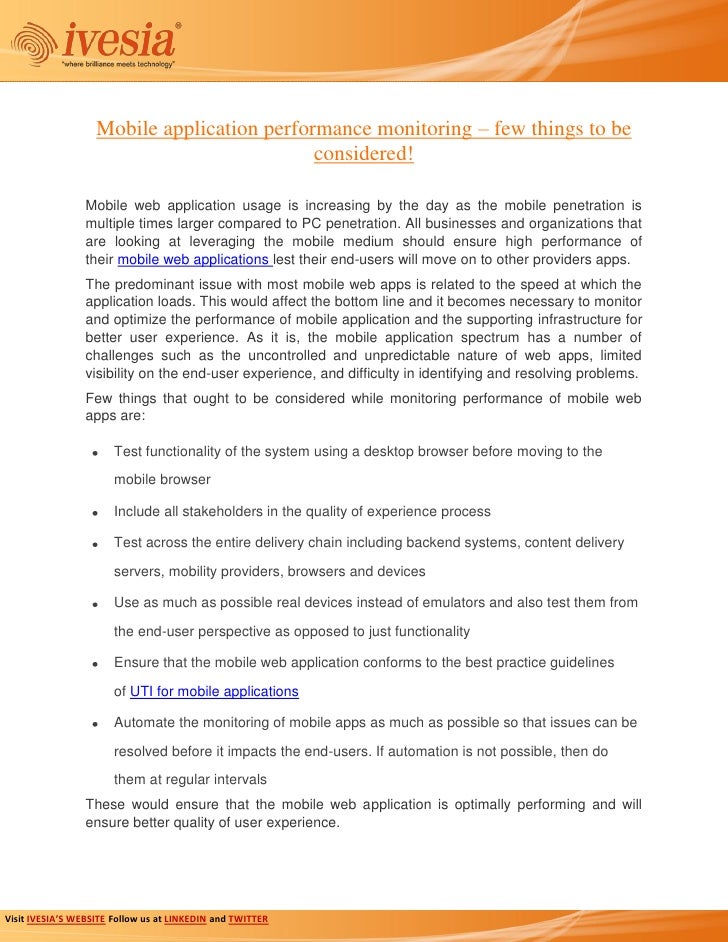 Mobile Application Performance Monitoring Few Things To Be Considered