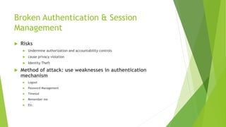 Mobile Application Security - Broken Authentication & Management | PPTX