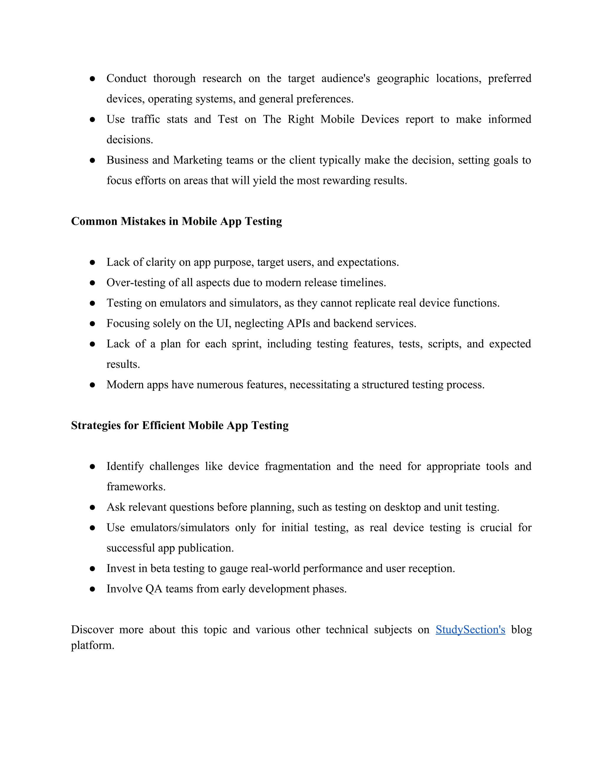 Mobile App Testing: Importance, Strategies, and Best Practices | PDF Mobile App Testing: Importance, Strategies, and Best Practices | PDF