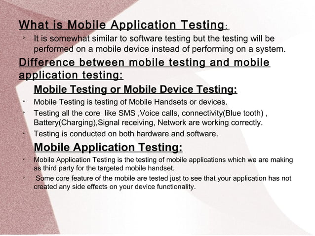 Mobile applicationtesting | PPT
