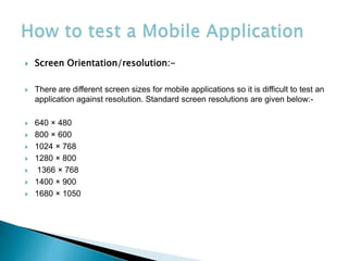 Mobile application testing tutorial | PPTX