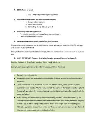 Mobile App Specification template, Sample App requirements specs ...