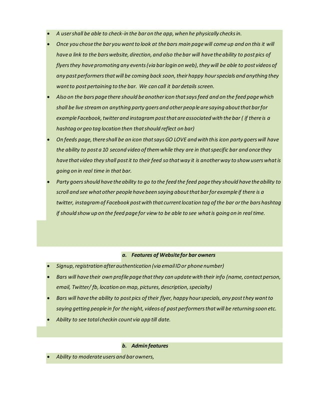Mobile App Specification template, Sample App requirements specs ...