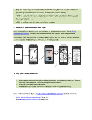 Mobile App Specification template, Sample App requirements specs ...