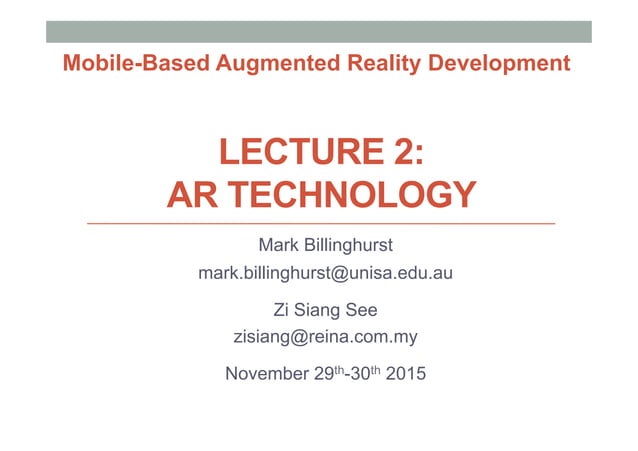 Mobile AR Lecture 2 - Technology | PPT