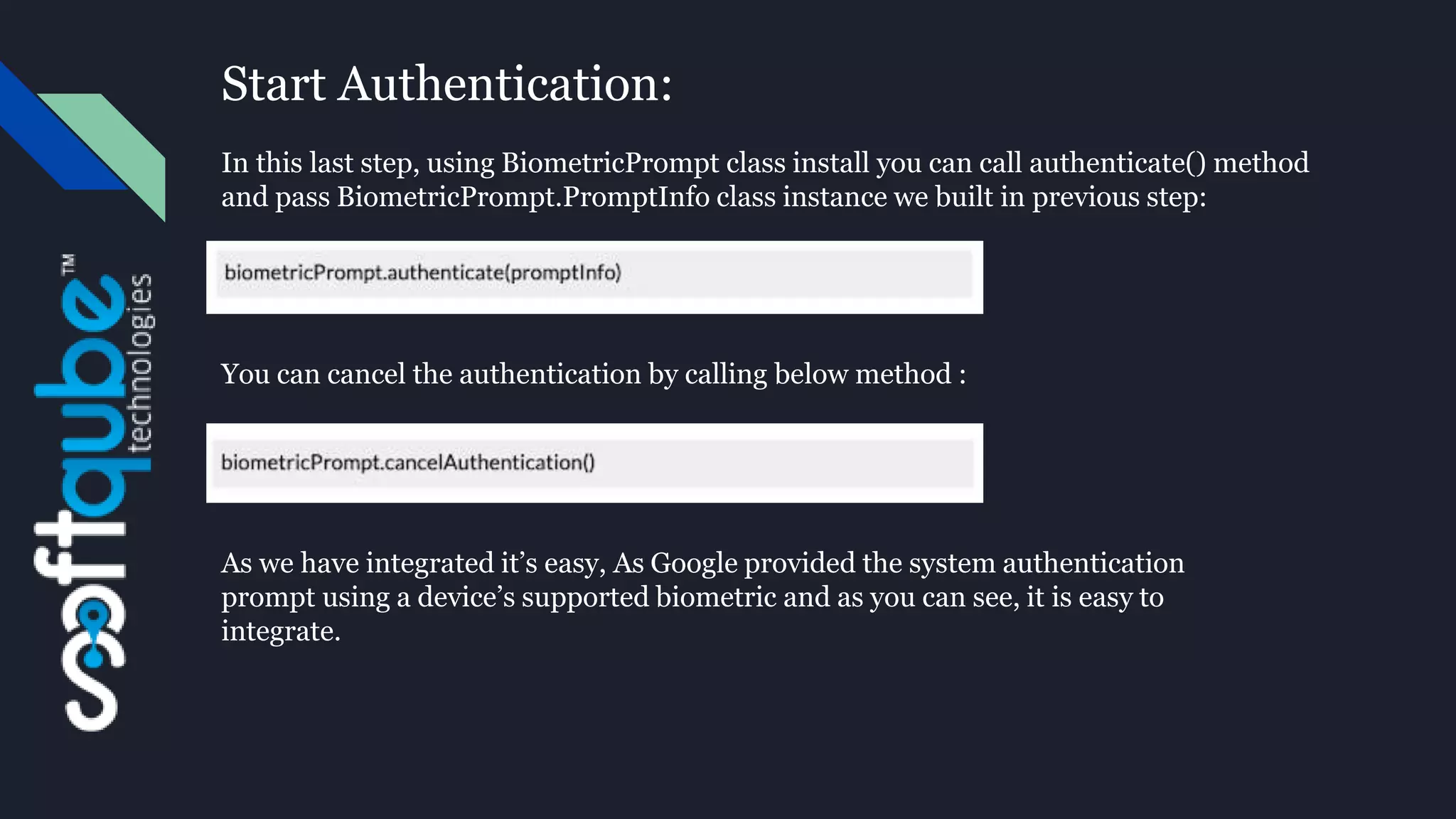 Mobile Authentication With Biometric Fingerprint Or Face In