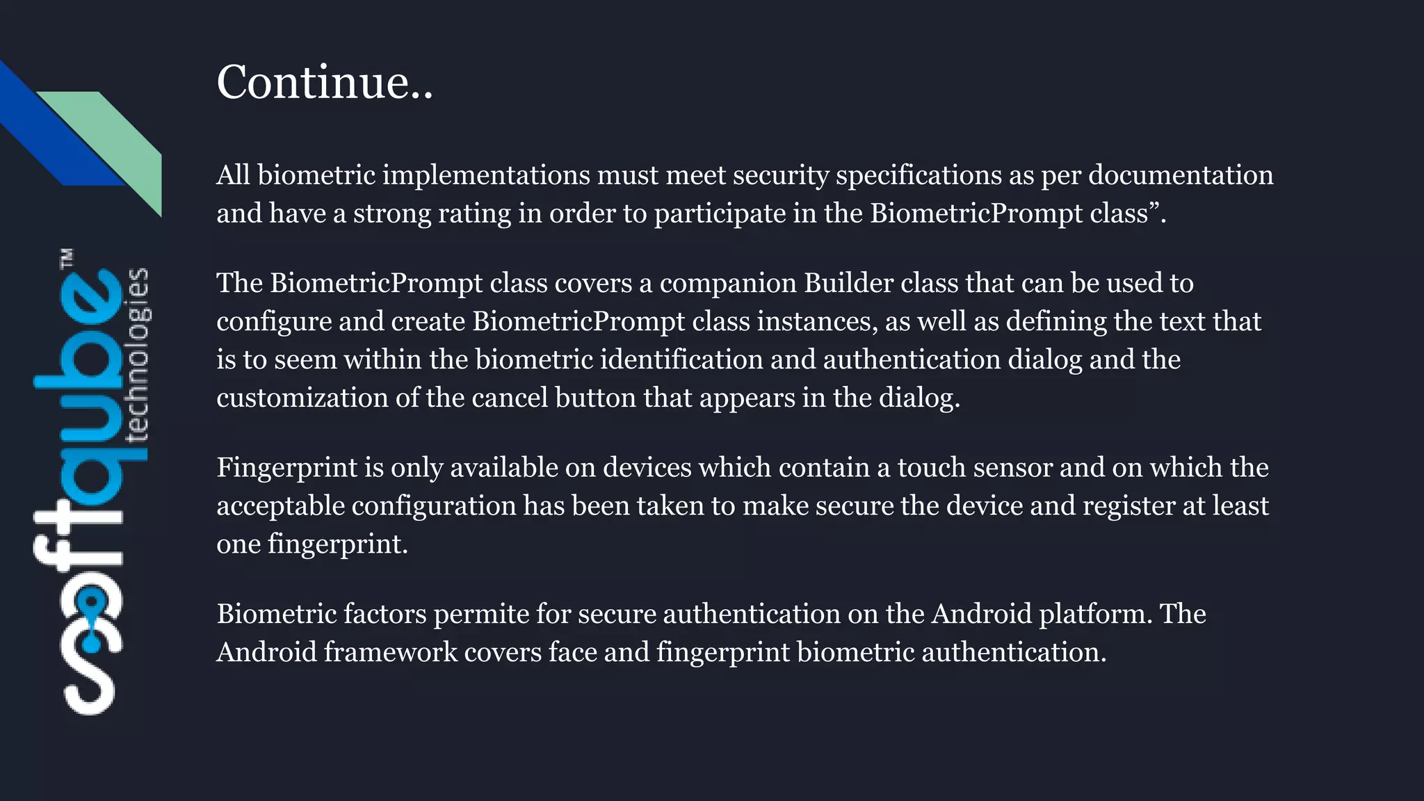 Mobile Authentication with biometric (fingerprint or face) in #AndroidAppDevelopment | PPT