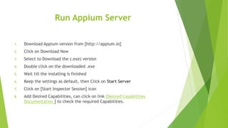 Mobile automation [Using Appium Server] | PPT