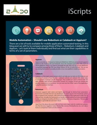 Mobile automation – should I use robotium or calabash or appium? | PDF | Operating Systems ...
