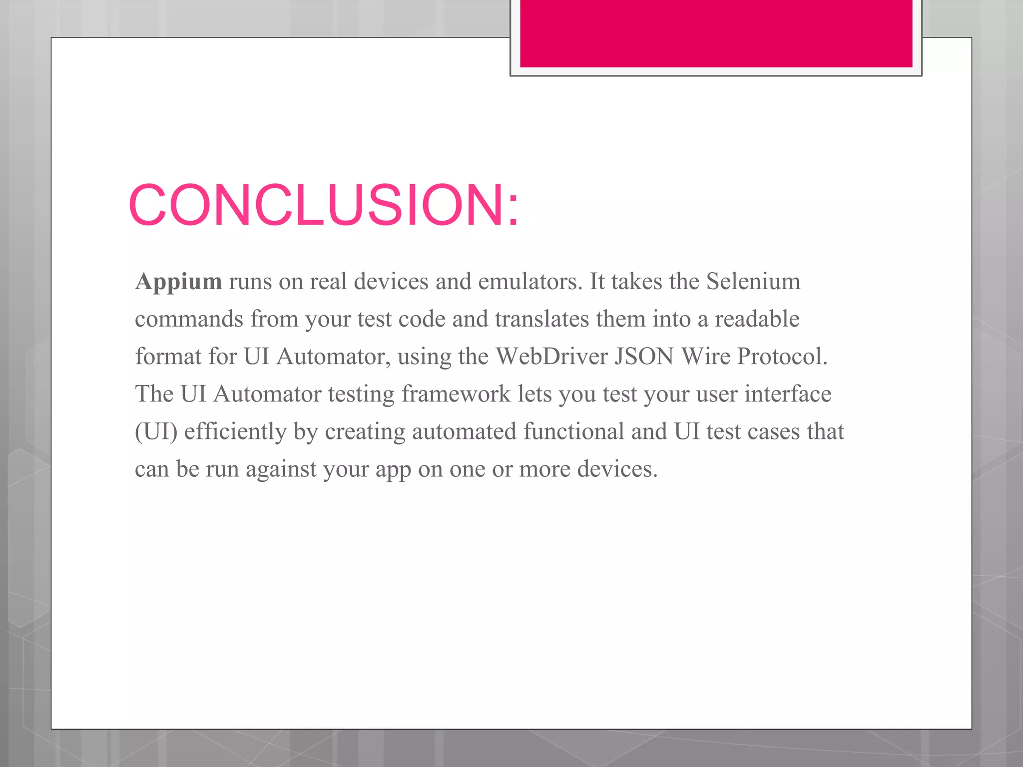 Mobile automation testing with selenium and appium | PPTX