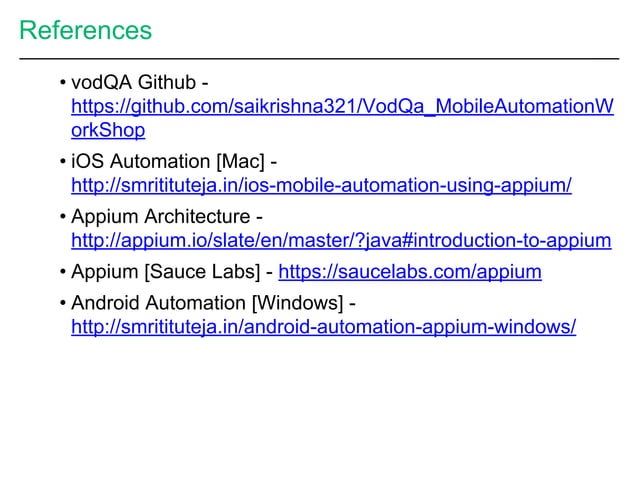 Mobile automation using appium.pptx | Operating Systems | Computer Software and Applications