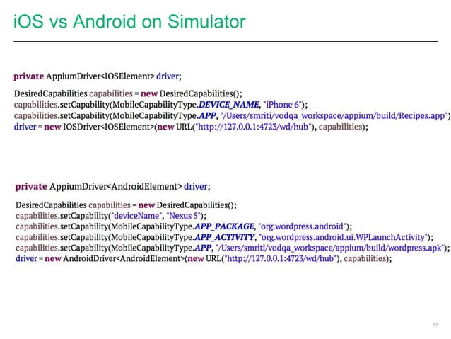 Mobile Automation Using Appium - vodQA Bangalore 2015 | PPT