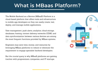Top Mobile Backend as a Service (MBaaS) Platforms - AppsDevPro | PDF