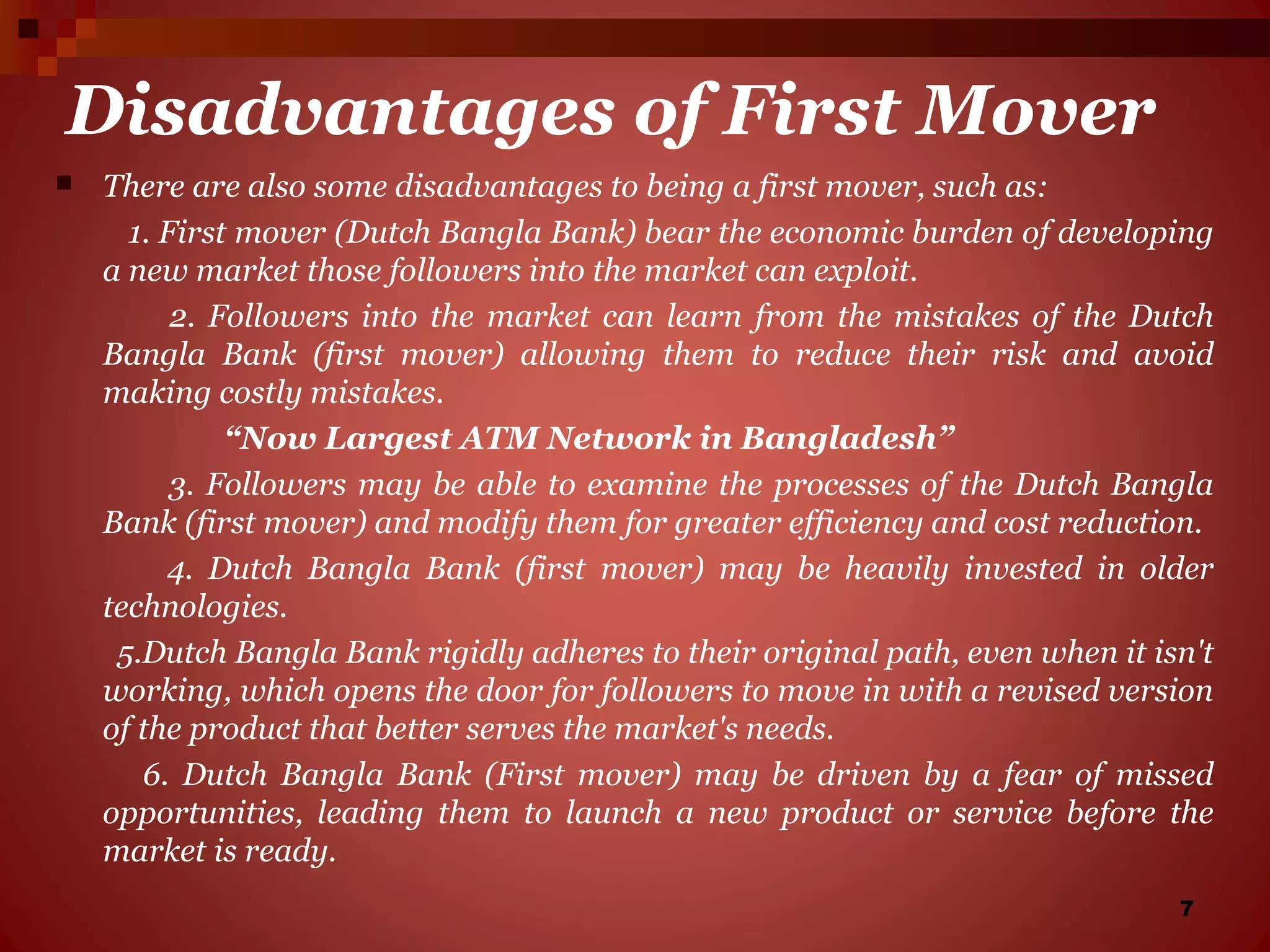 Mobile banking industry (first mover, second mover & late mover) | PPT