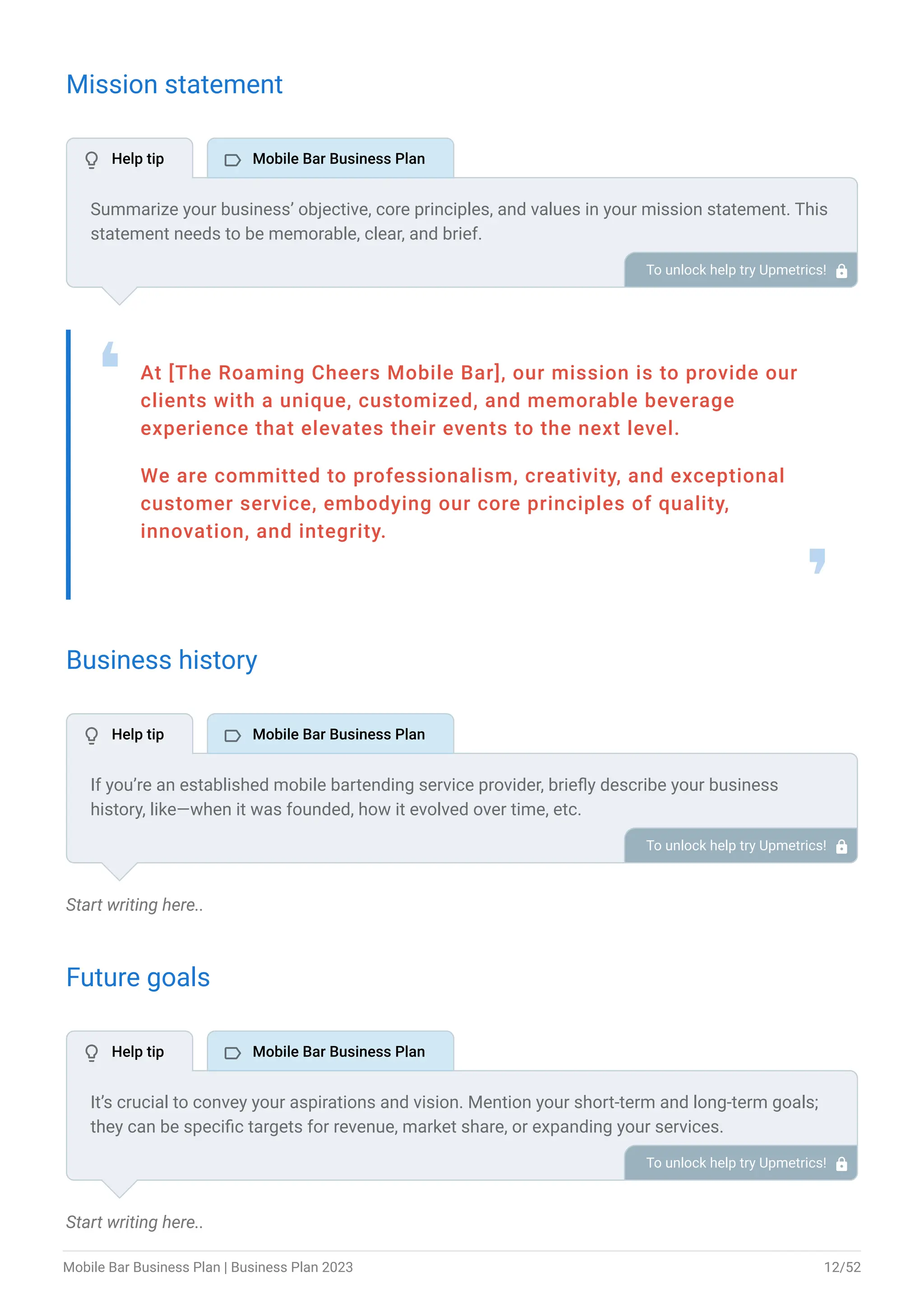 Mobile Bar Business Plan Example | Upmetrics | PDF