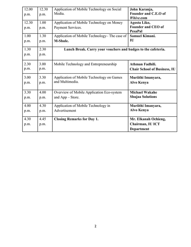 Inoorero Universty Mobile boot camp schedule | DOCX | Smartphones ...