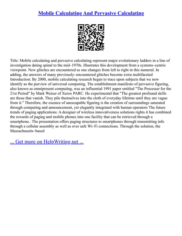 Mobile Calculating And Pervasive Calculating | PDF