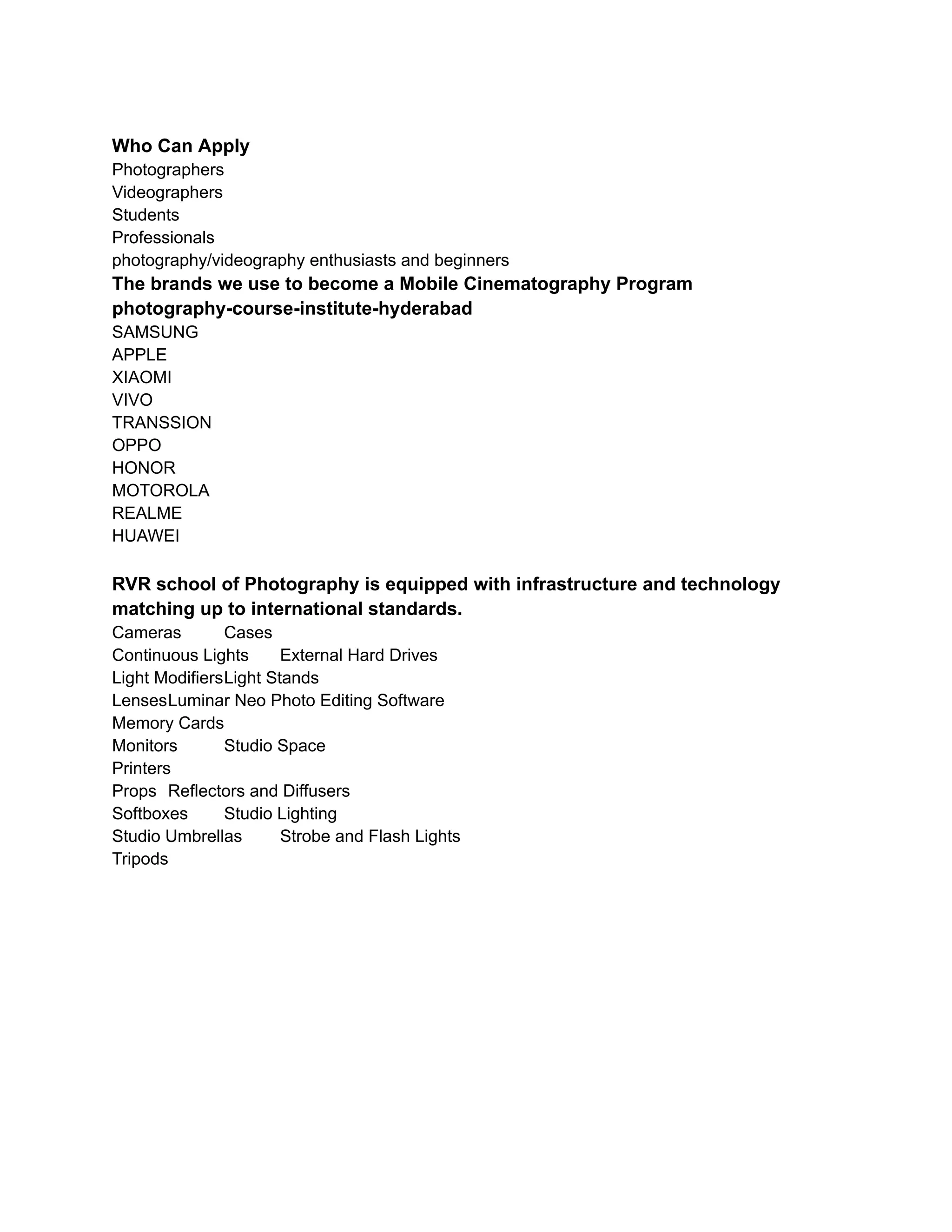 Mobile Cinematography program photography | PDF