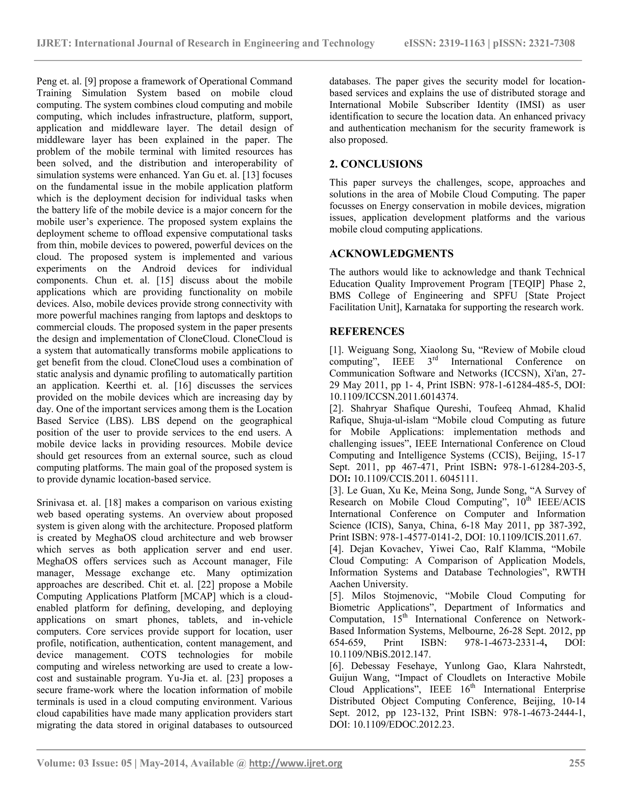 Mobile Cloud Computing As Future For Mobile Applications Pdf Cloud Computing Internet