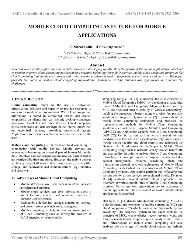 Mobile cloud computing as future for mobile applications | PDF | Cloud ...