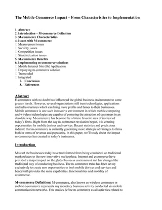 The Mobile Commerce Impact – From Characteristics to Implementation | PDF