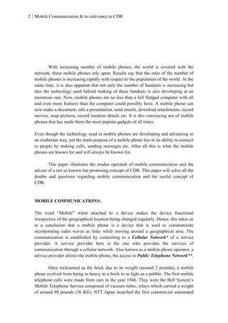 Mobile communication cdr | PDF