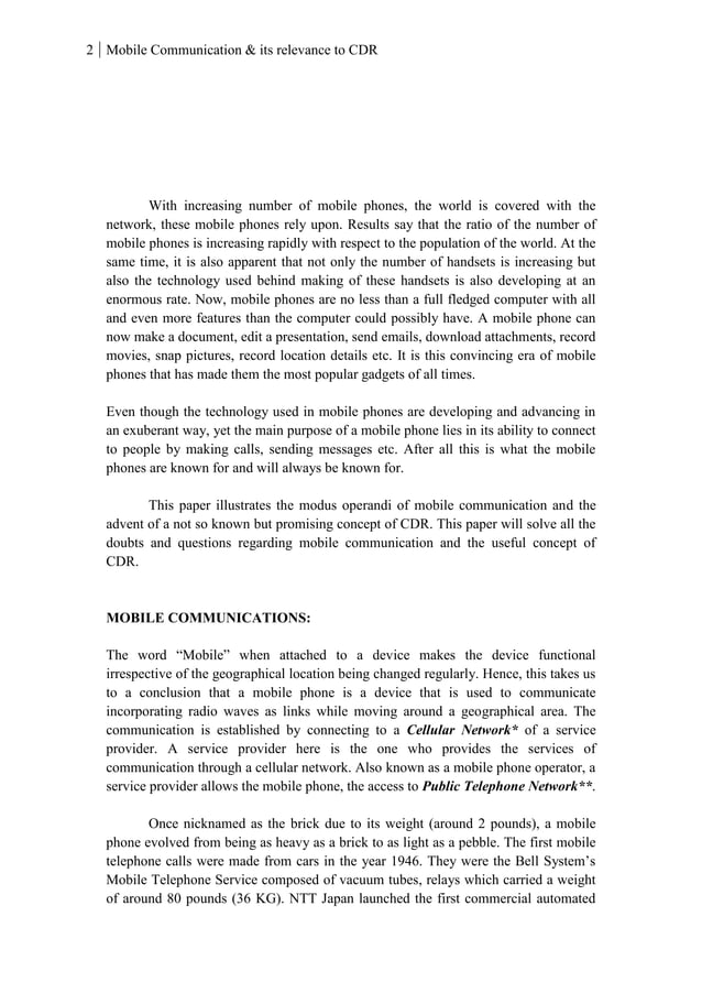 Mobile communication cdr | PDF