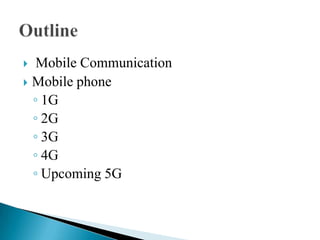Mobile communication – the milestone in wireless communication | PPTX
