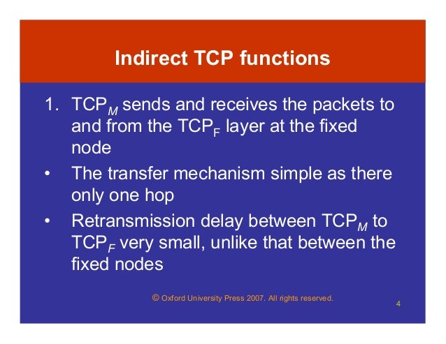 Mobile computing : Indirect TCP