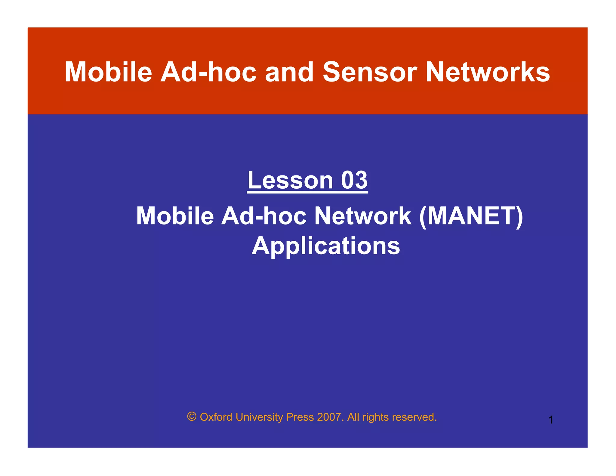 Mobile Ad-hoc Network (MANET) Applications | PPT