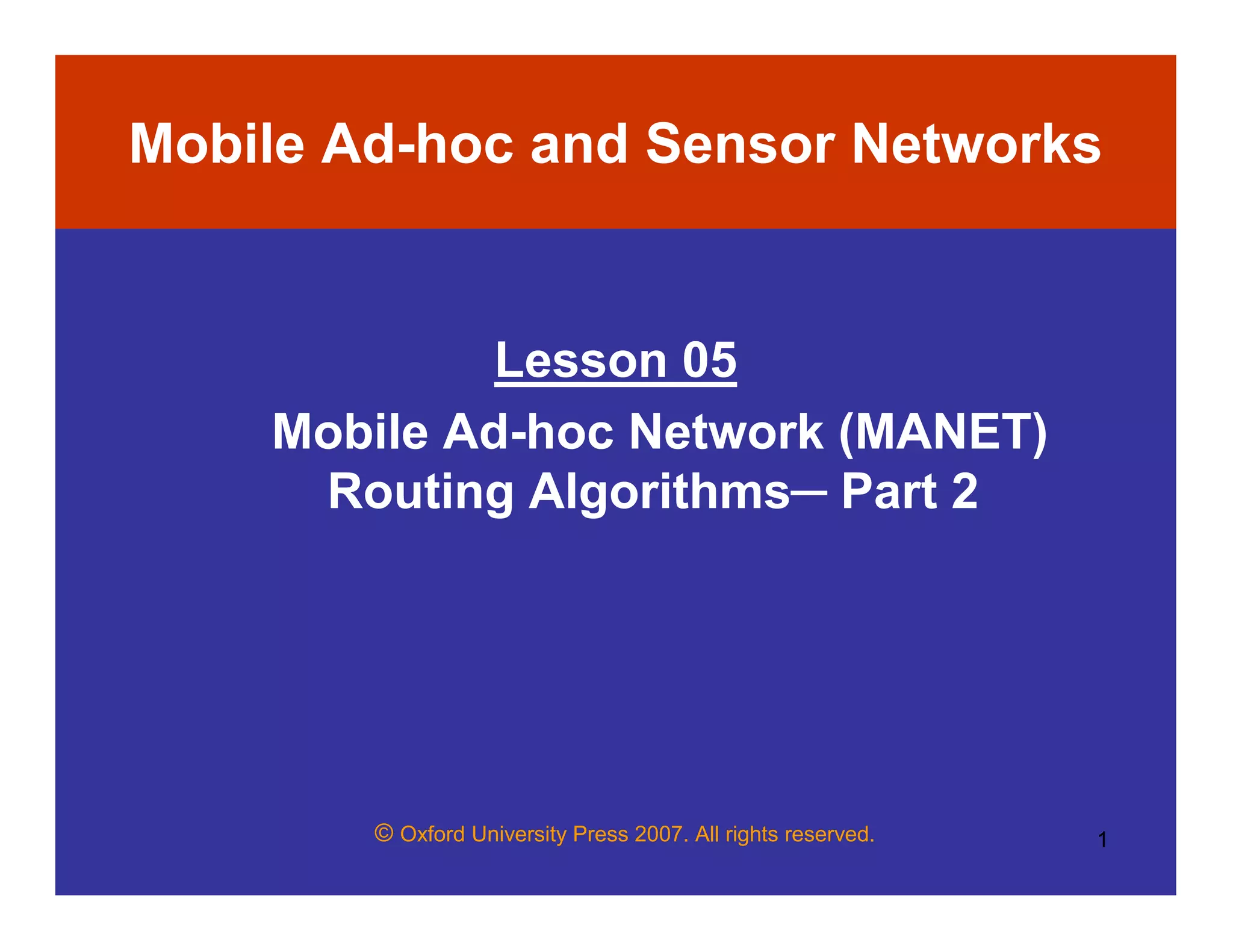 Mobile Ad Hoc Network Manet Routing Algorithms─ Part 2 Ppt
