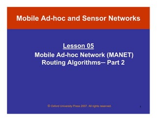 Mobile Ad-hoc Network (MANET) Routing Algorithms─ Part 2 | PPT