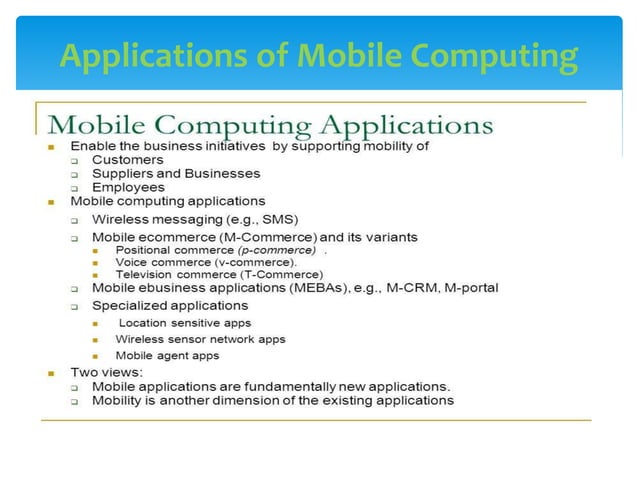 Mobile Computing and its Advantages, Disadvantages and Applications | PPTX | Computing ...