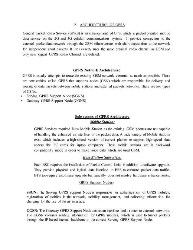 GSM & GPRS ARCHITECTURE | DOCX