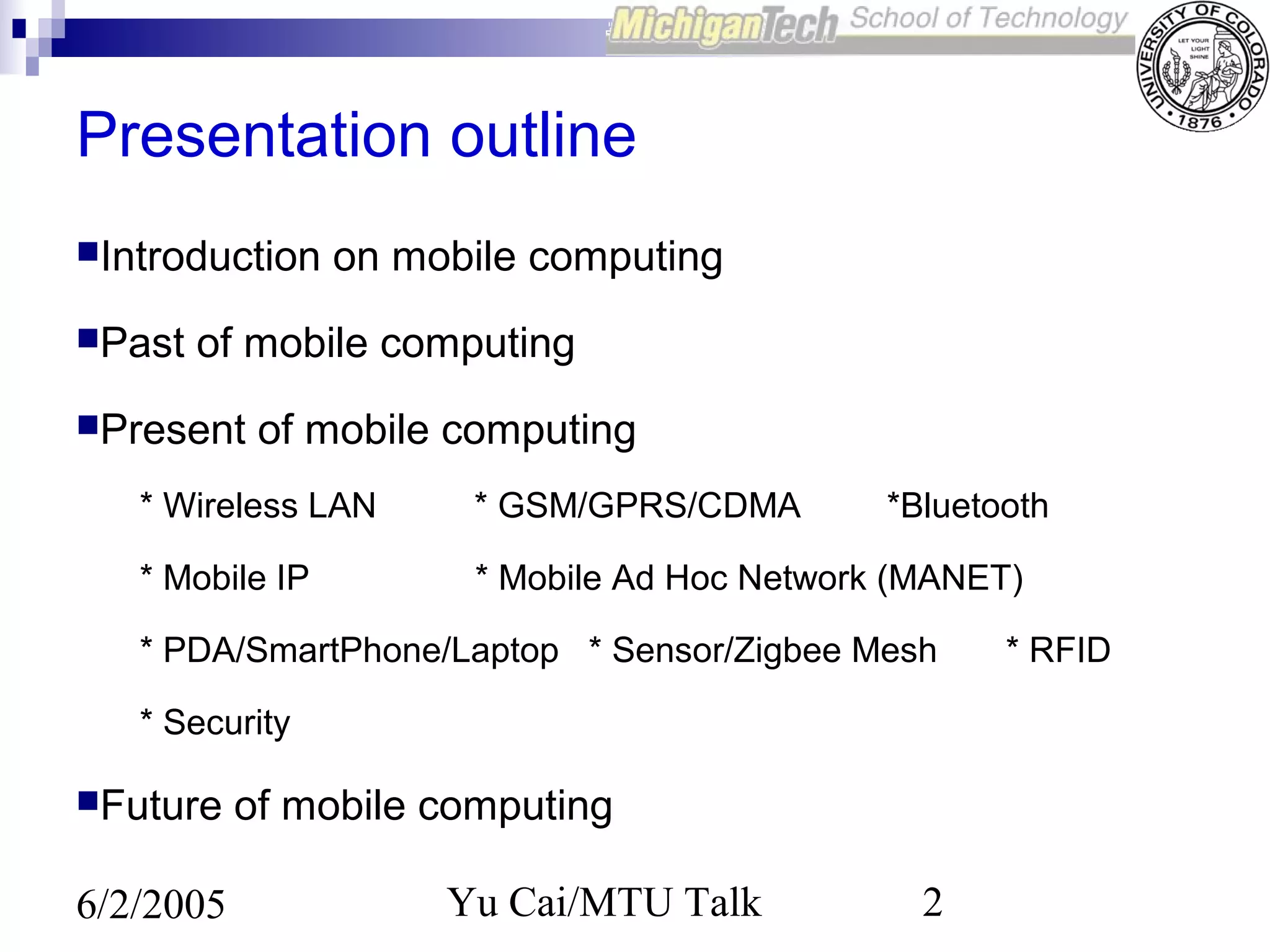 Past, Present and Future of Mobile Computing | PPT