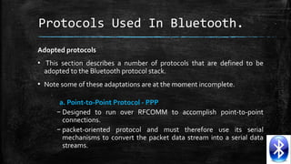 Protols used in bluetooth | PPT | Computer Networking | Computing
