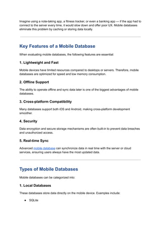 Mobile Database: The Backbone of Modern Applications | PDF