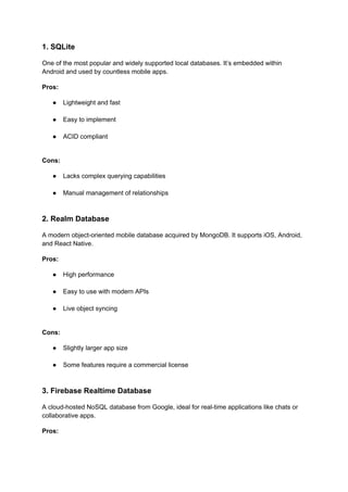 Mobile Database: The Backbone of Modern Applications | PDF