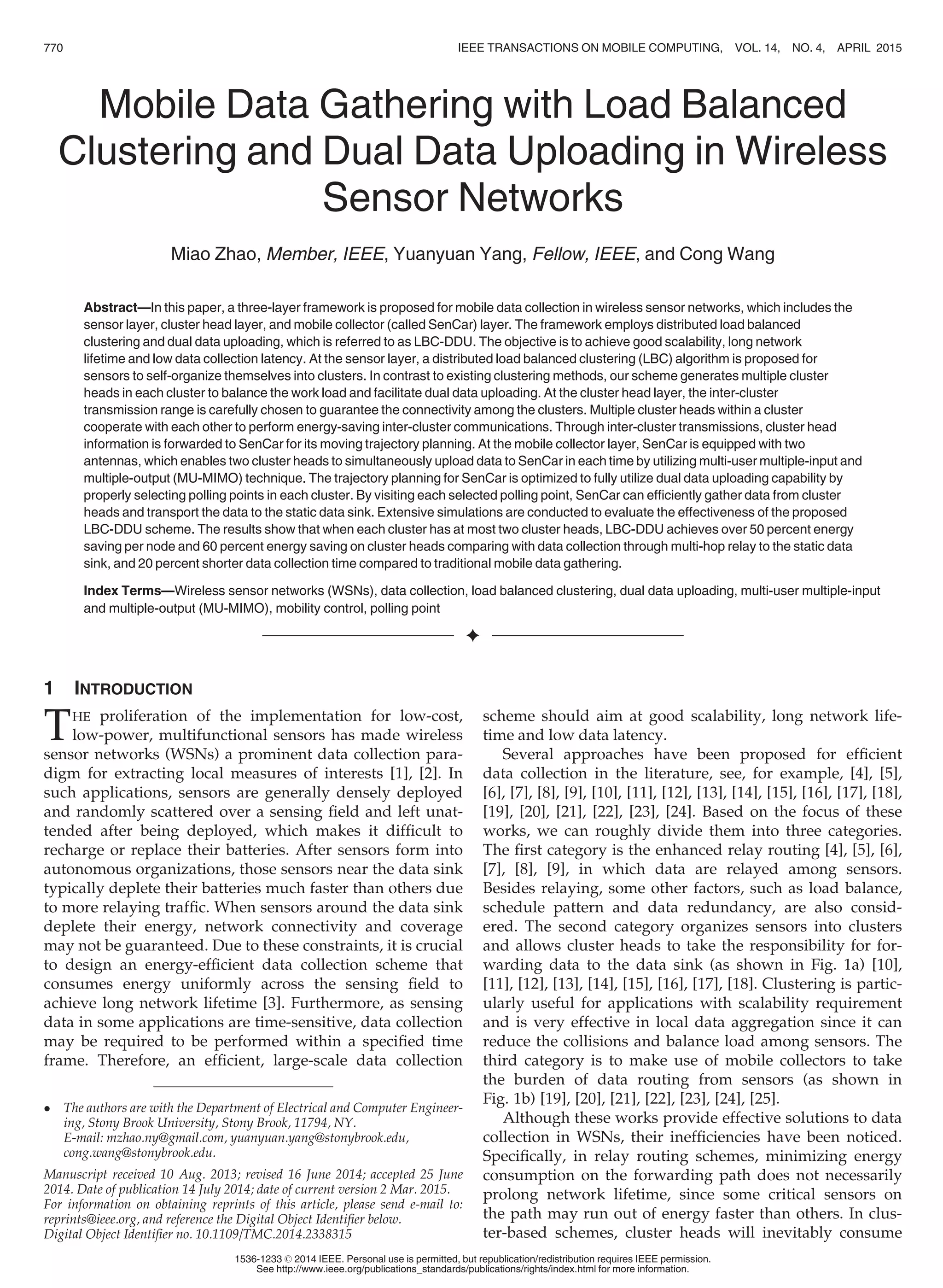 Mobile Data Gathering With Load Balanced Clustering And Dual Data Uploading In Wireless Sensor