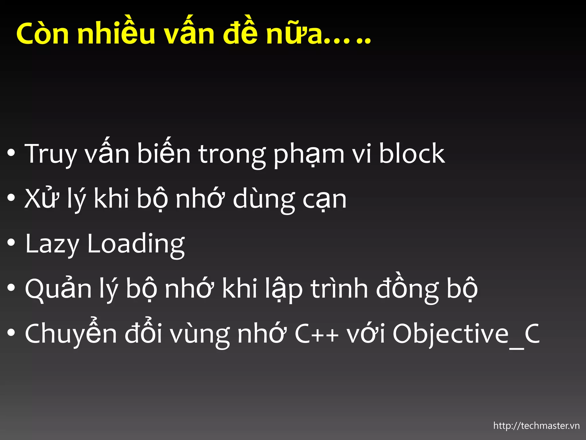 Apple iOS Memory Management - Vietnamese version | PPTX