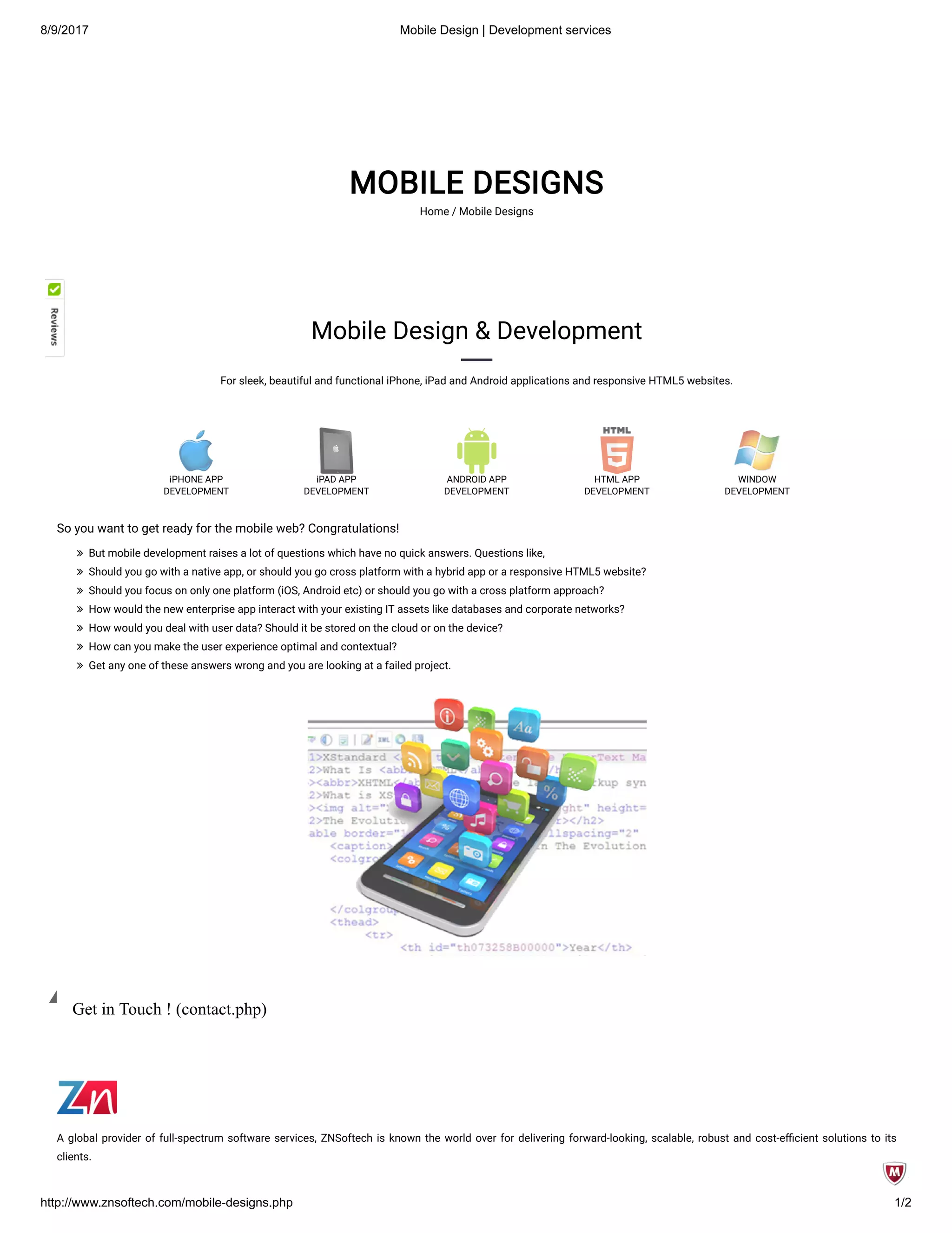 Mobile design | development services | PDF